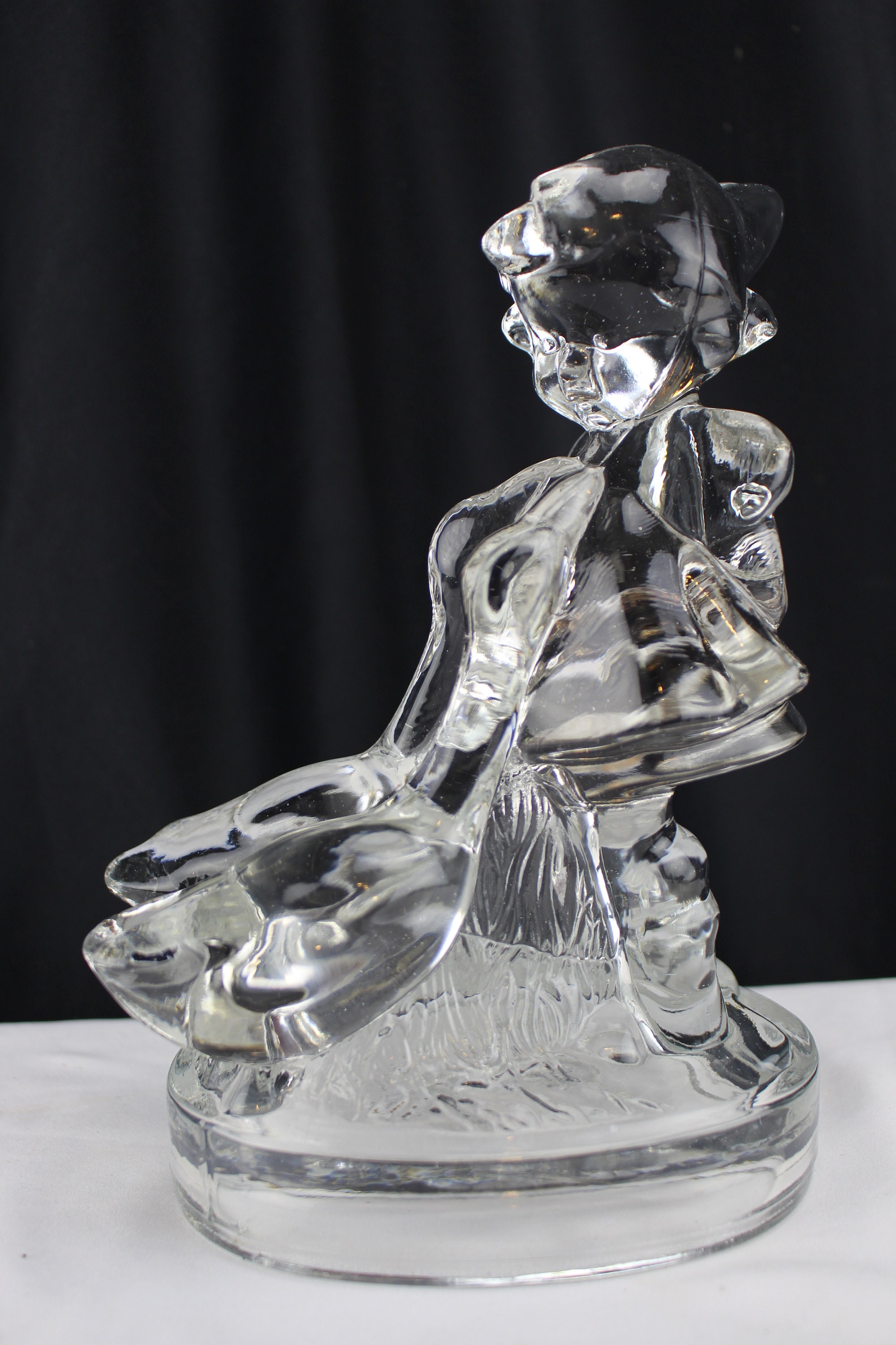 GOEBEL HUMMEL GLASS Paperweight Figurine Statue Geese/goose Girl-home ...