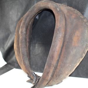 ANTIQUE Genuine Leather Horse Mule Ox Collar Harness Primitive Yoke ...