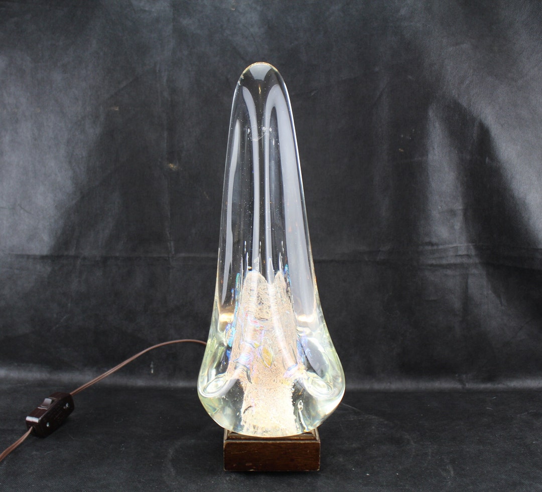 Art Glass Sculpture Rollin Karg Crystal Bubbles and Dichroic 15 Tall ...