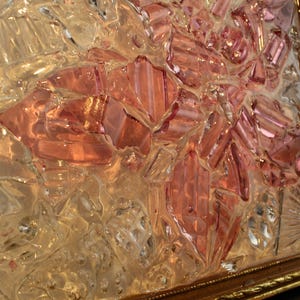 Suncatcher Broken Glass Art in Frame Cranberry Flowers Clear Background ...