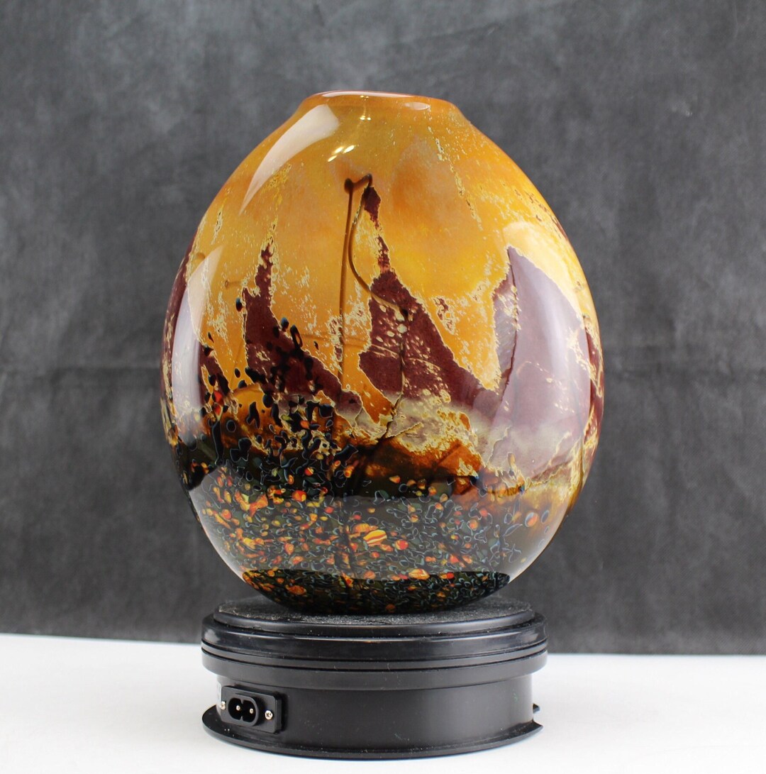 Art Glass Vase-studio Art Glass Vase Earth Tones Signed Fields & Fields ...