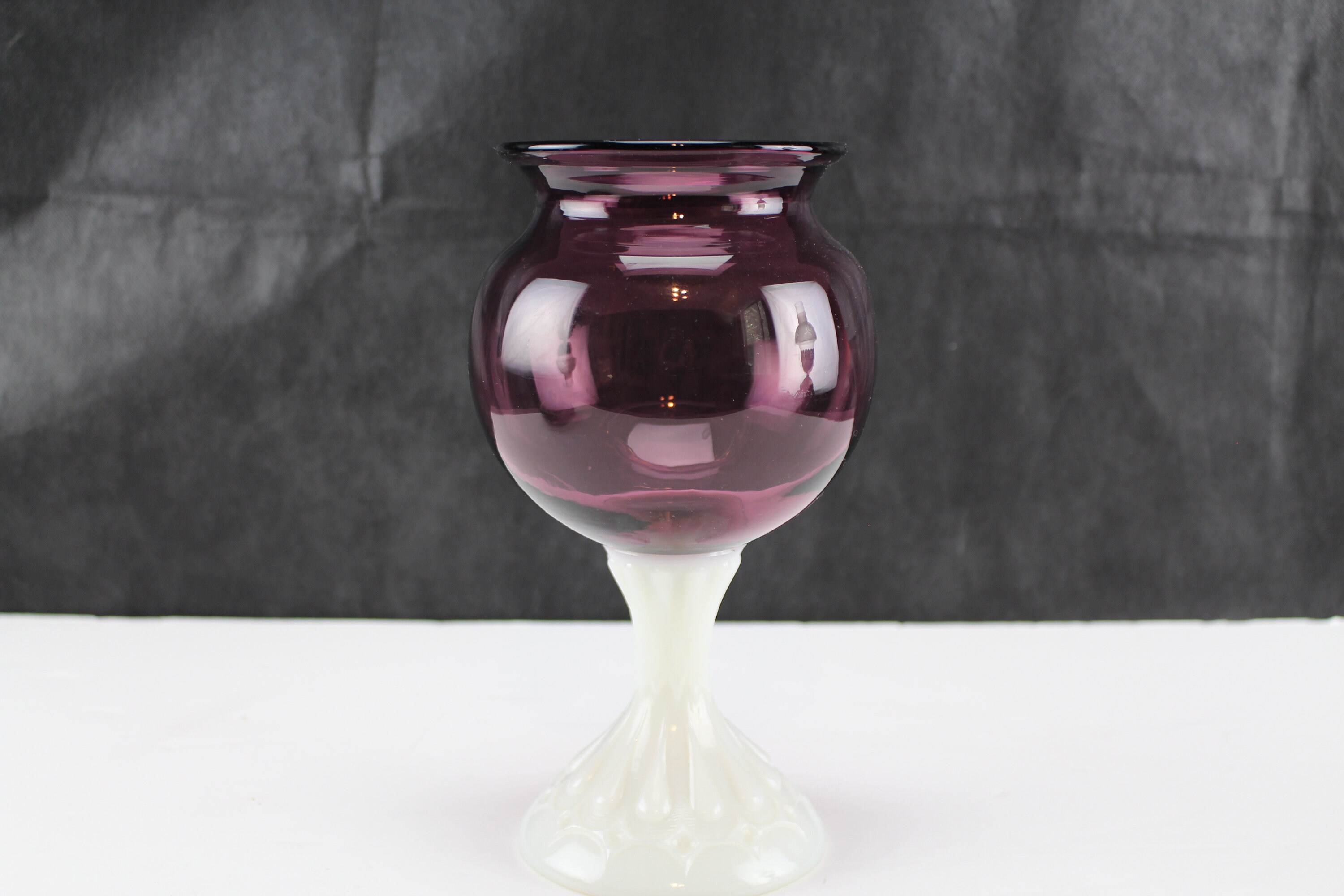 Fenton Dolphin Handled Amethyst purple goblet style Vase - munimoro.gob.pe