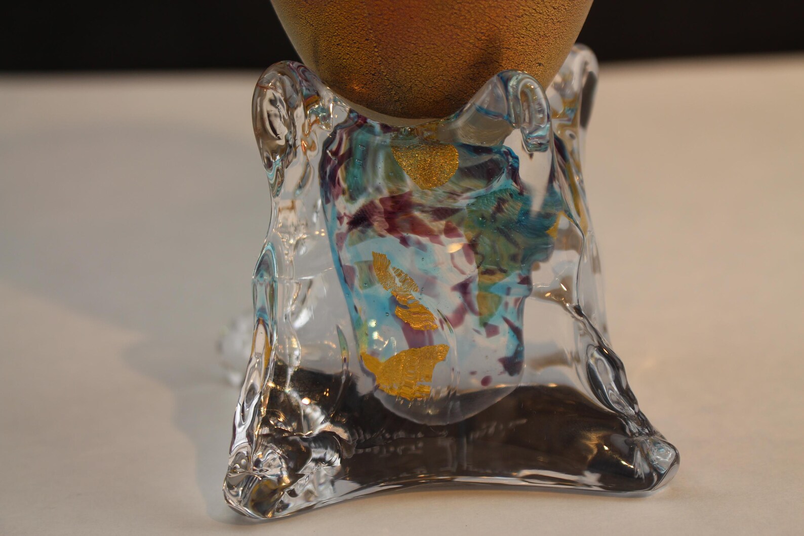 Murano Glass Chalice Amethyst and Gold Clear Base Signed Apostolato ...