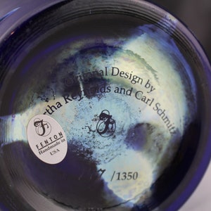 Fenton Cobalt Blue Favrene Seasons Spring & Fall Vase Limited Edition ...