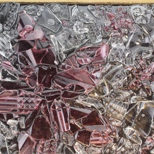 Suncatcher Broken Glass Art in Frame Cranberry Flowers Clear Background ...