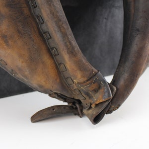 ANTIQUE Genuine Leather Horse Mule Ox Collar Harness Primitive Yoke ...