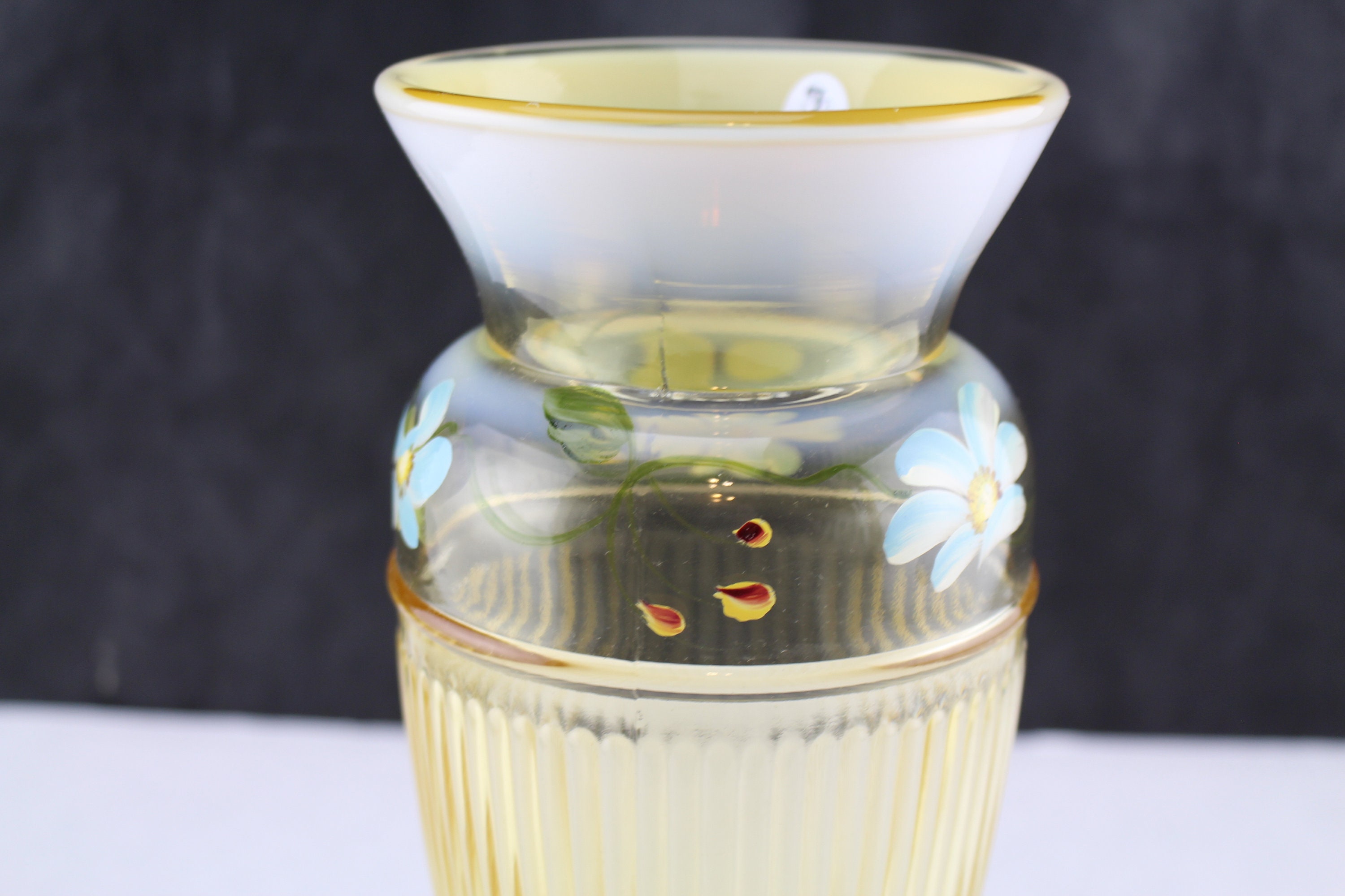 Fenton Art Glass Vase: Amber Silken Sand, Hand-painted Floral Decor - Etsy