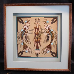 Navajo Indian Sand Painting Clock B'gan Skiddy Hunchback Yei 18" Shadow ...