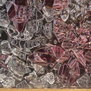 Suncatcher Broken Glass Art in Frame Cranberry Flowers Clear Background ...