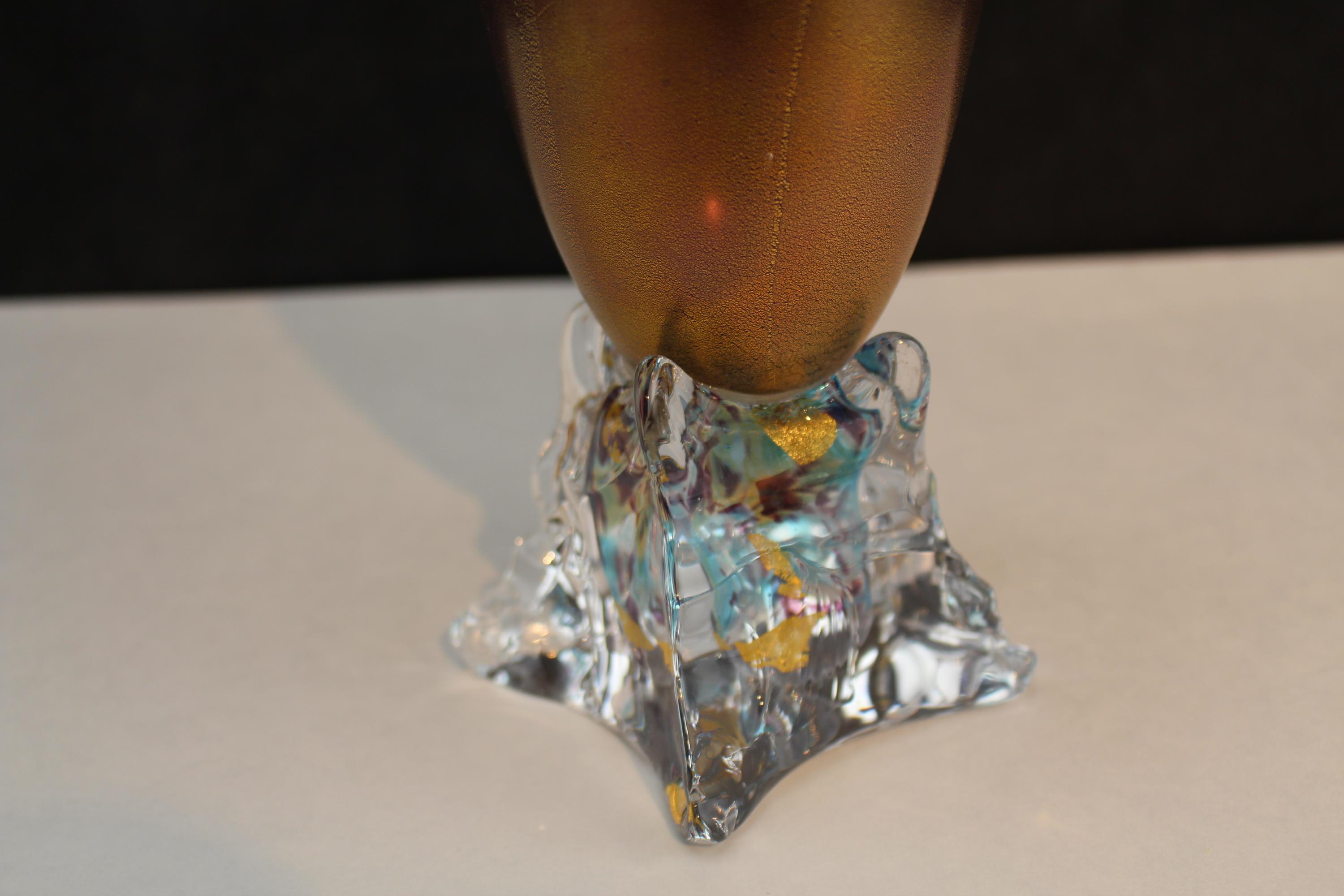 Murano Glass Chalice Amethyst and Gold Clear Base Signed Apostolato ...