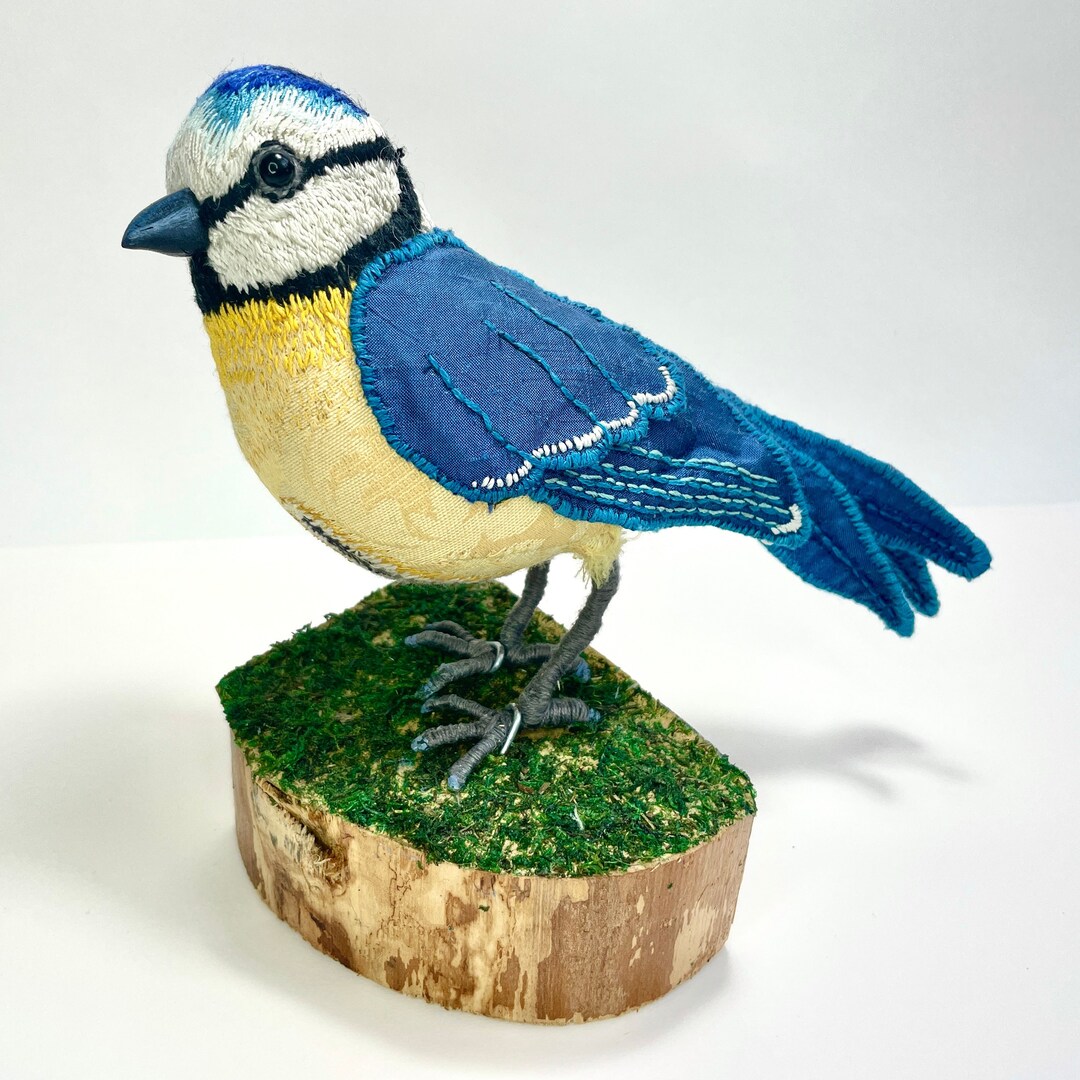 OOAK Blue Tit Bird Fabric Soft Sculpture - Textile Art - Eclectic Minx ...
