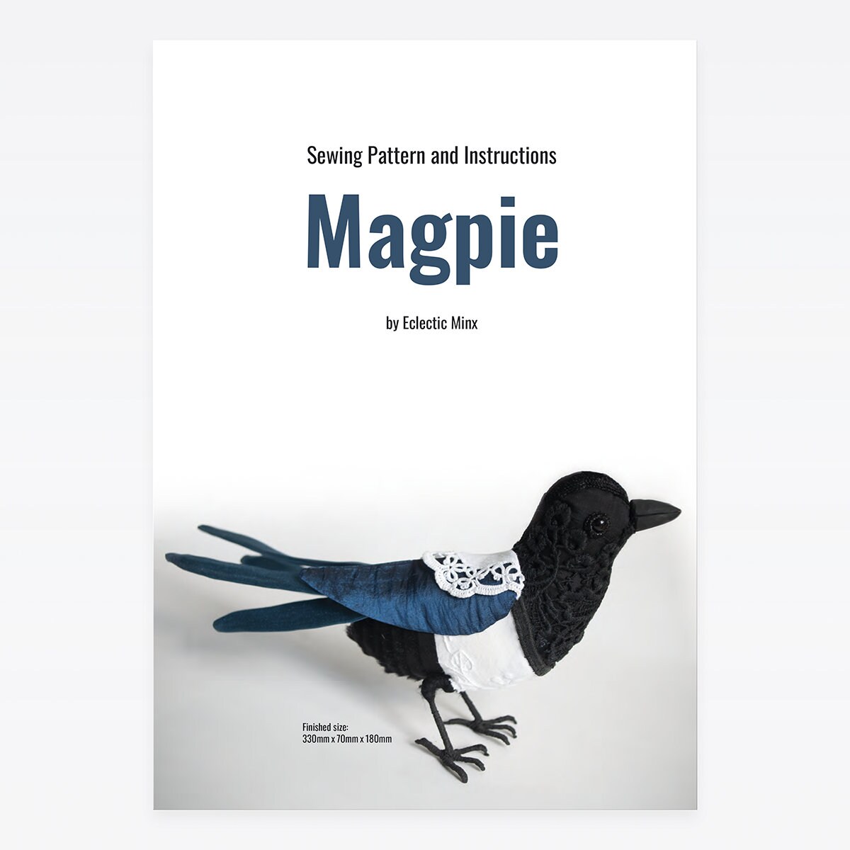 Magpie Sewing Pattern PDF Download Eclectic Minx Textile Bird Sculpture ...