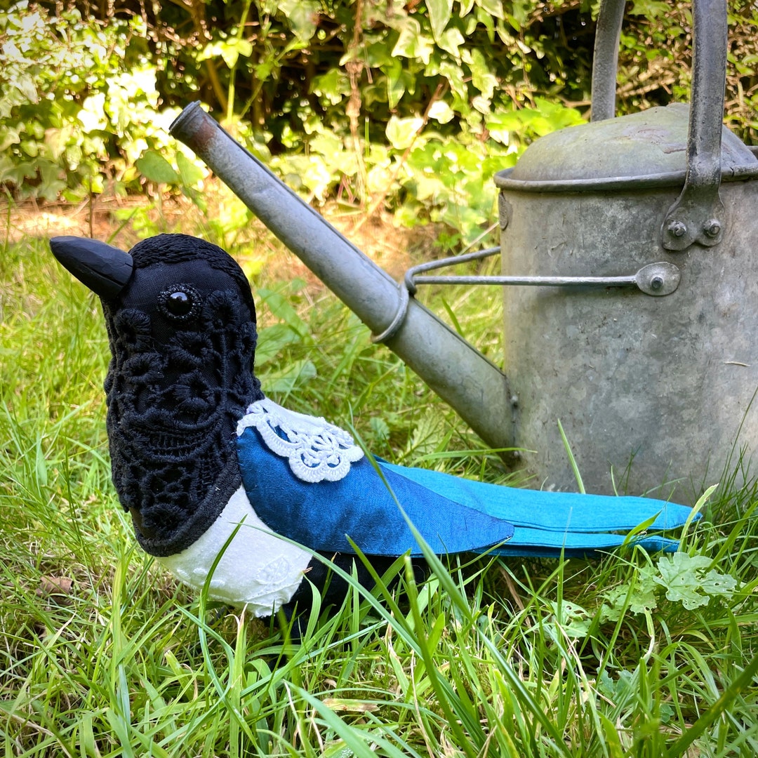 OOAK Magpie Soft Sculpture - Bird Art - Fabric - Textile - Eclectic ...