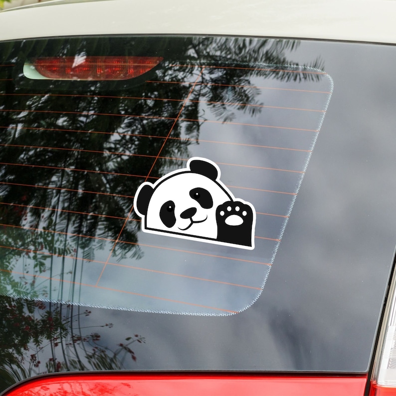 Kawaii Panda Car Decal: Cartoon Waving Paw, Waterproof Vinyl Sticker - Etsy