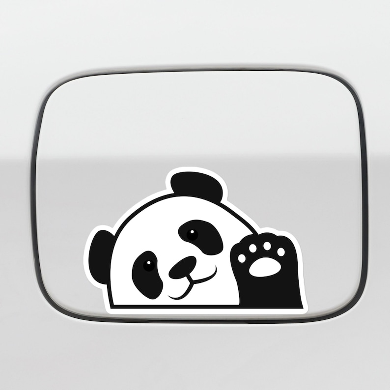 Panda Bear Car Decal Sticker / Black White Kawaii Panda Waving | Etsy