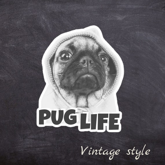Pug Life Car Decal Sticker / Pug Dog Hipster With Hood Bumper - Etsy