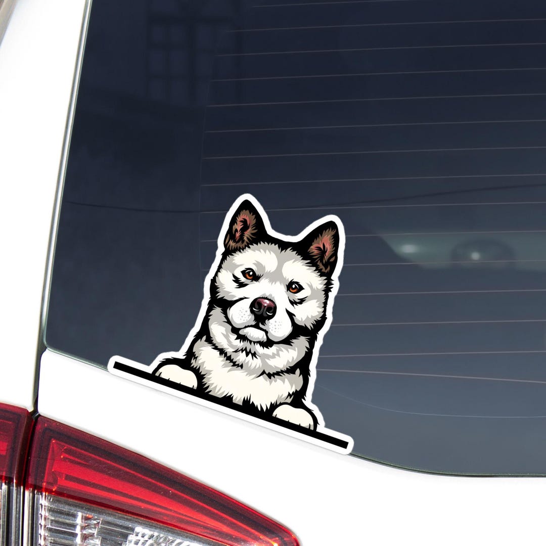 Korean Jindo Car Decal Sticker / Cartoon Cute Peeking White Korean ...