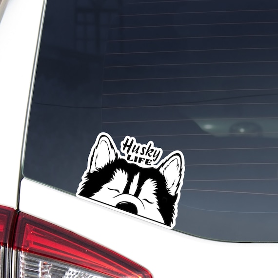 Black Husky Life Car Decal Sticker / Peeking Siberian Husky / - Etsy