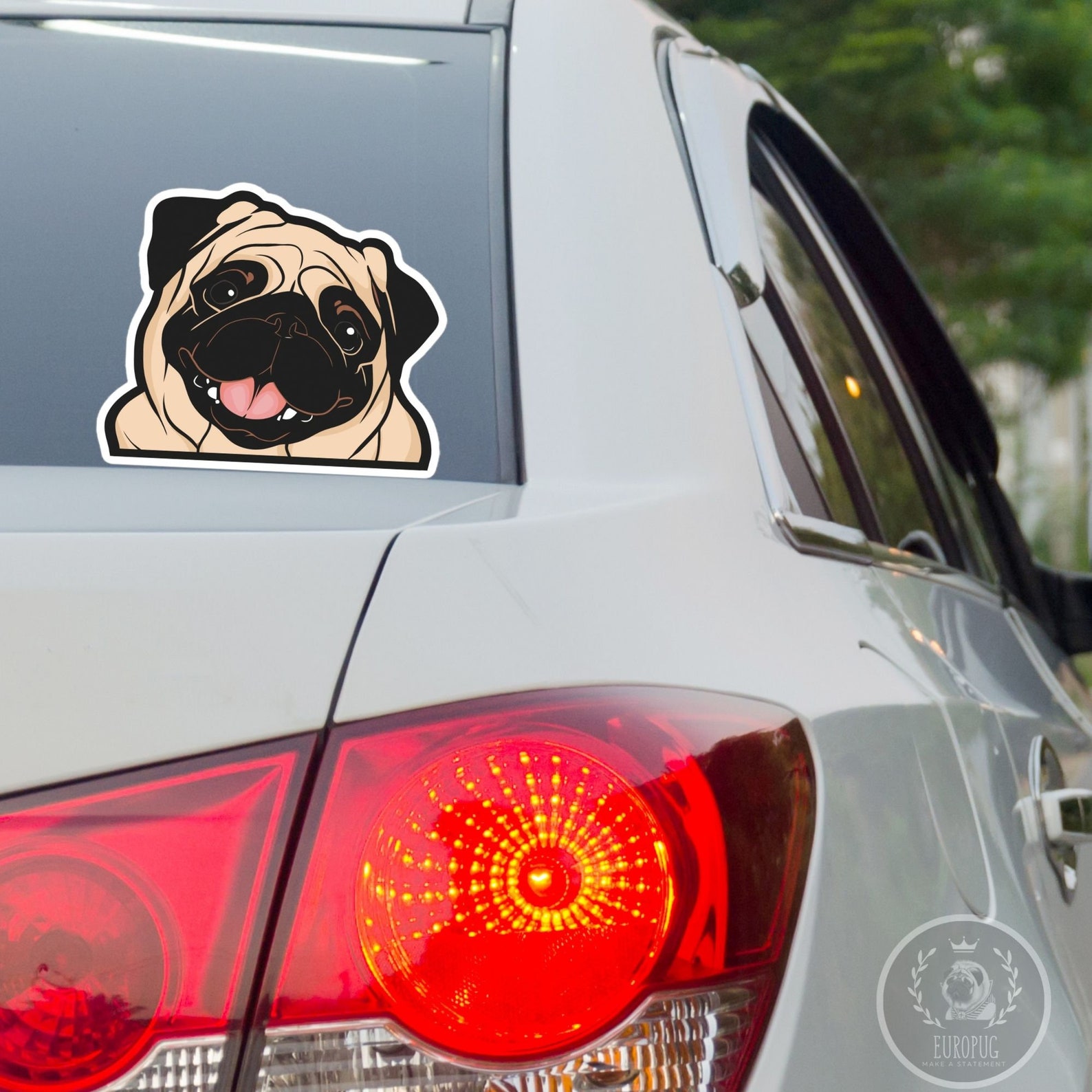 Peek Pug Car Decal / Pug Car Sticker Bumper Window Vinyl - Etsy