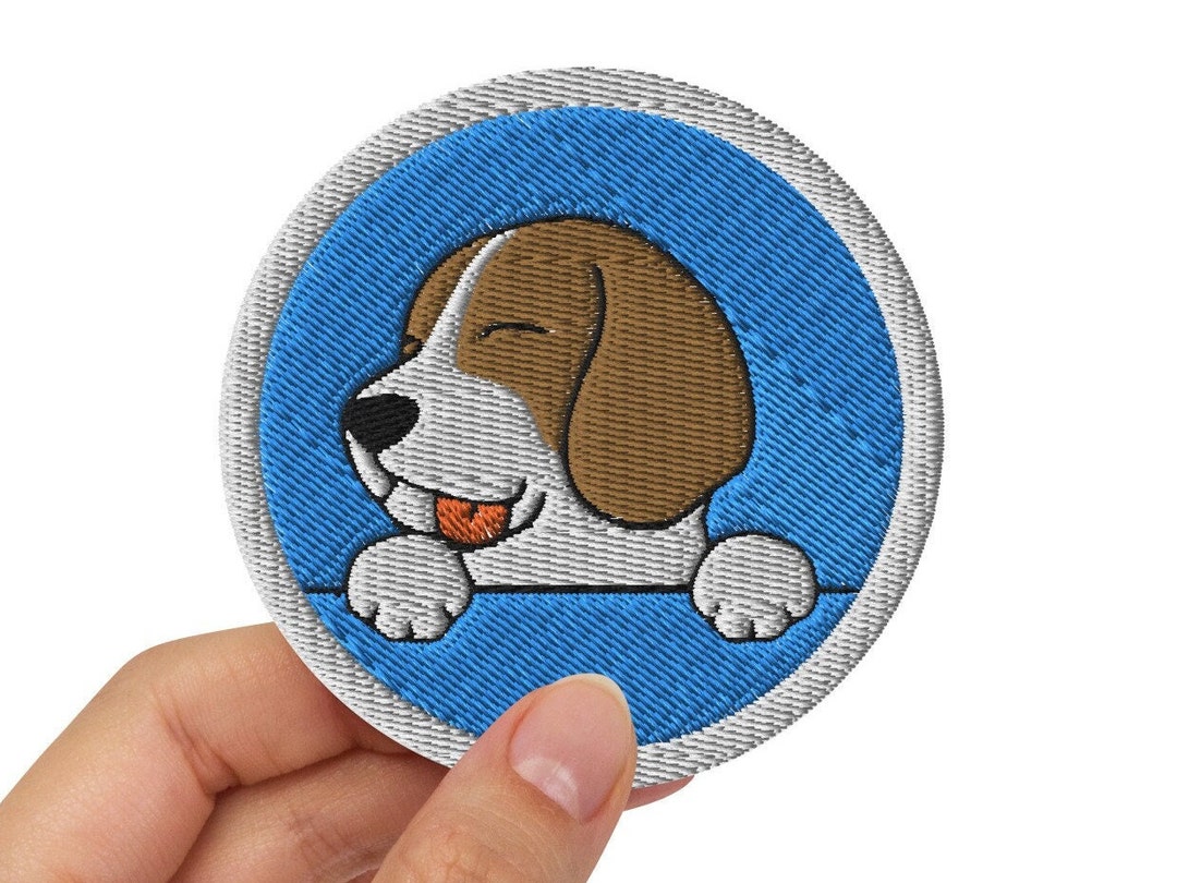 Beagle Embroidered Patch / Kawaii Peeking Beagle Dog / Iron-on, Sew-on ...