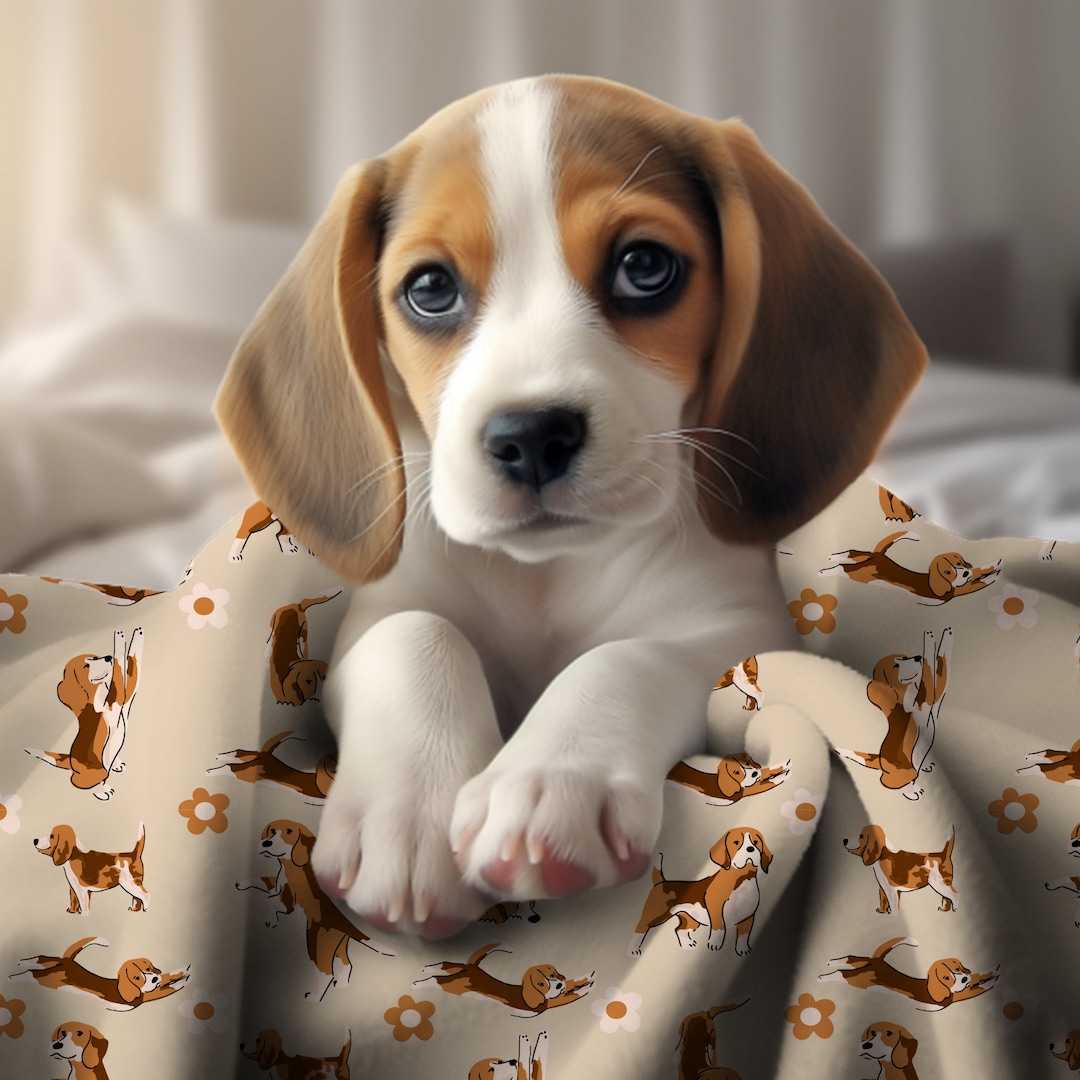 Beagle Throw Blanket / Beagle Lovers Jumping Flowers Print Pattern ...