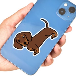 Chocolate Tan Dachshund Car Decal - Cartoon Wiener Waterproof Sticker ...