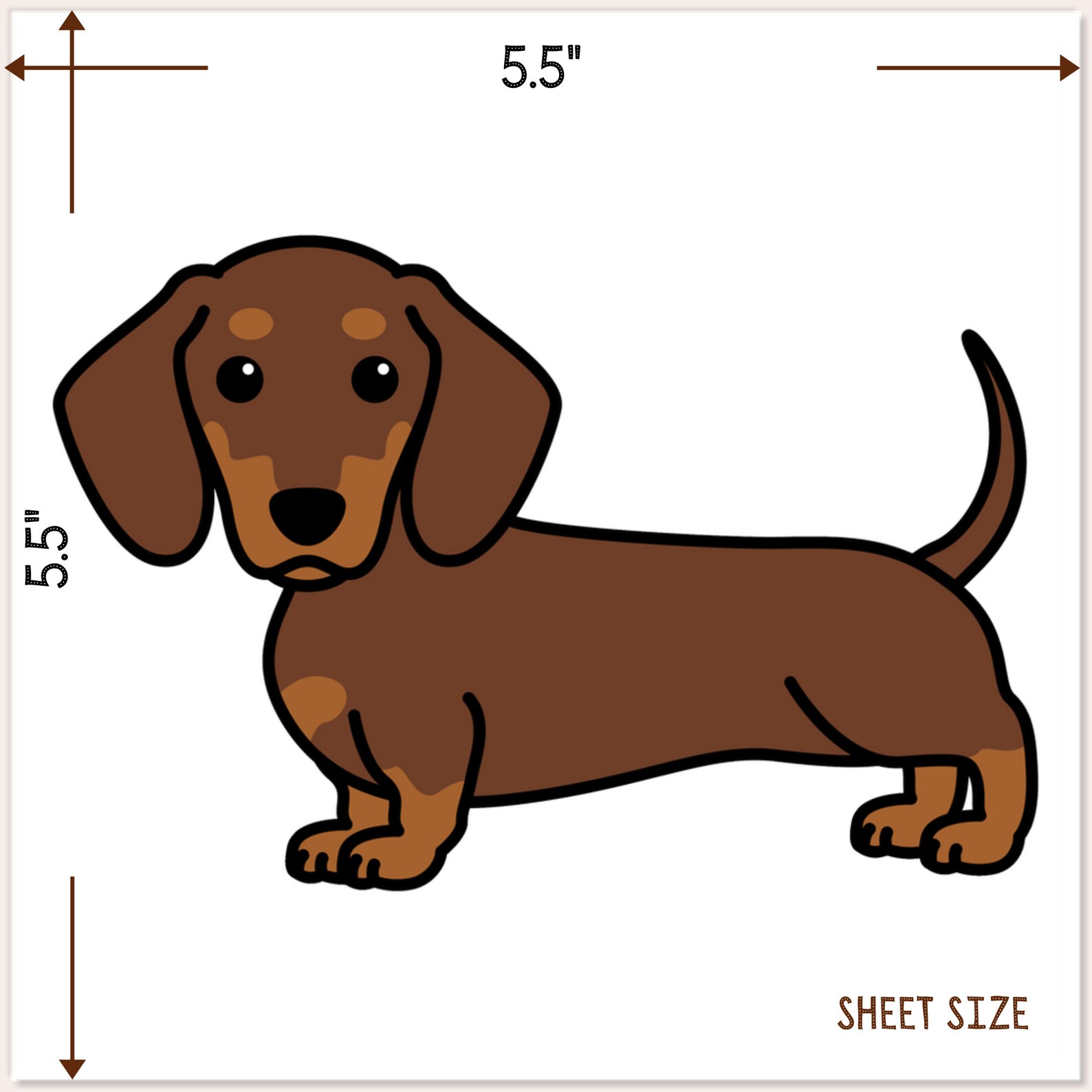 Chocolate Tan Dachshund Car Decal - Cartoon Wiener Waterproof Sticker ...