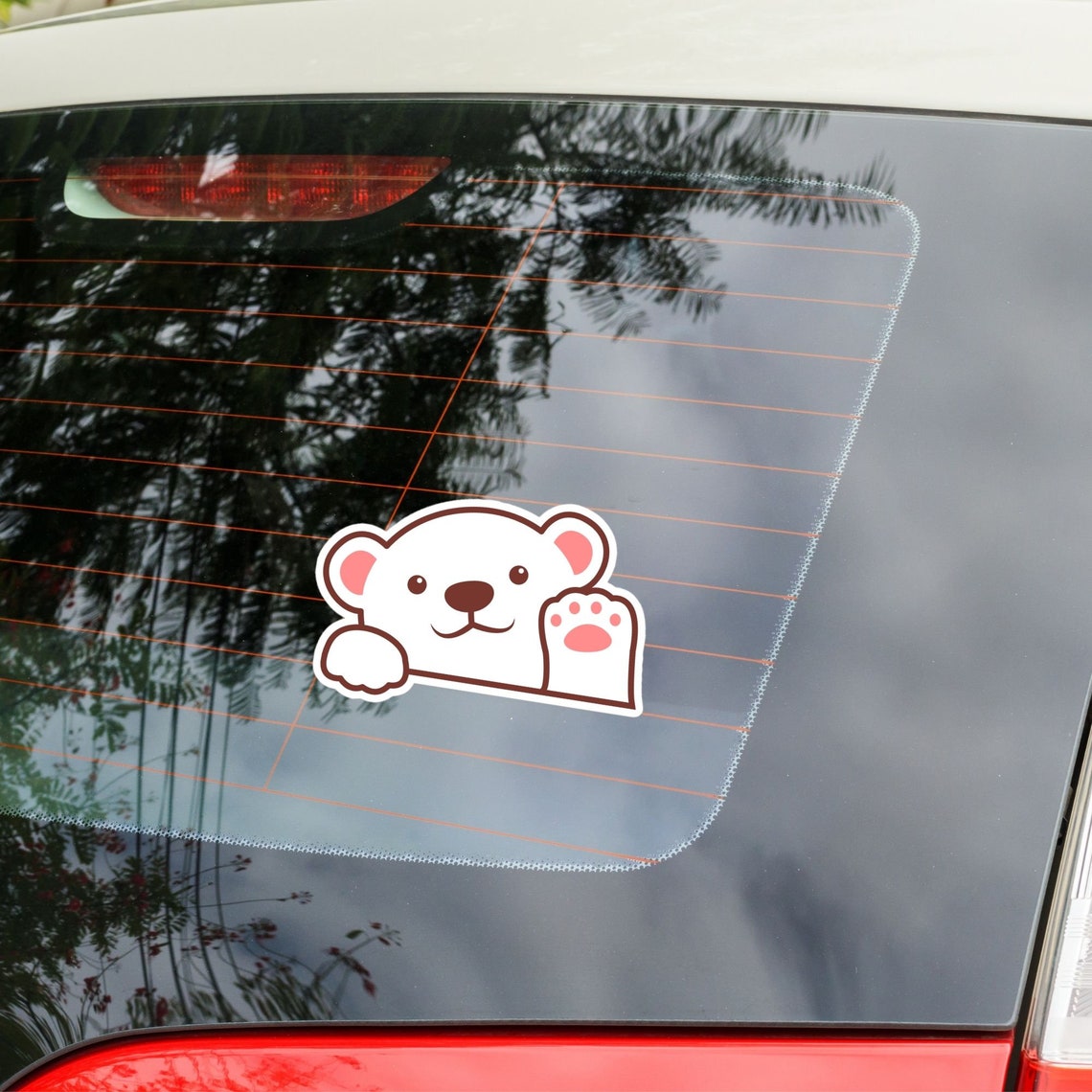Polar Bear Car Decal Sticker / White Kawaii Cartoon Bear - Etsy