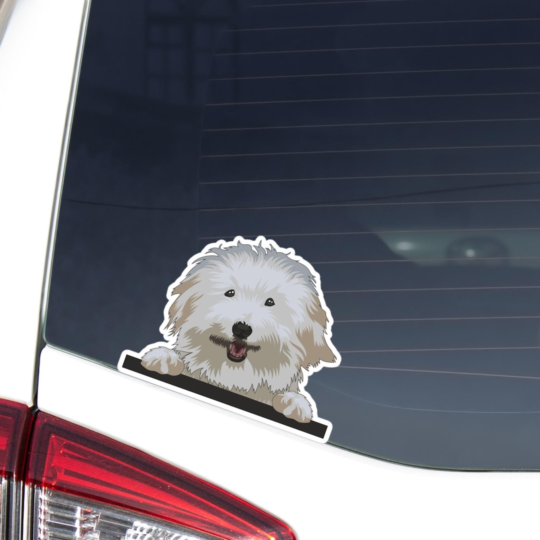 Coton De Tulear Car Decal: Peeking Cartoon Cotie Dog, Waterproof ...