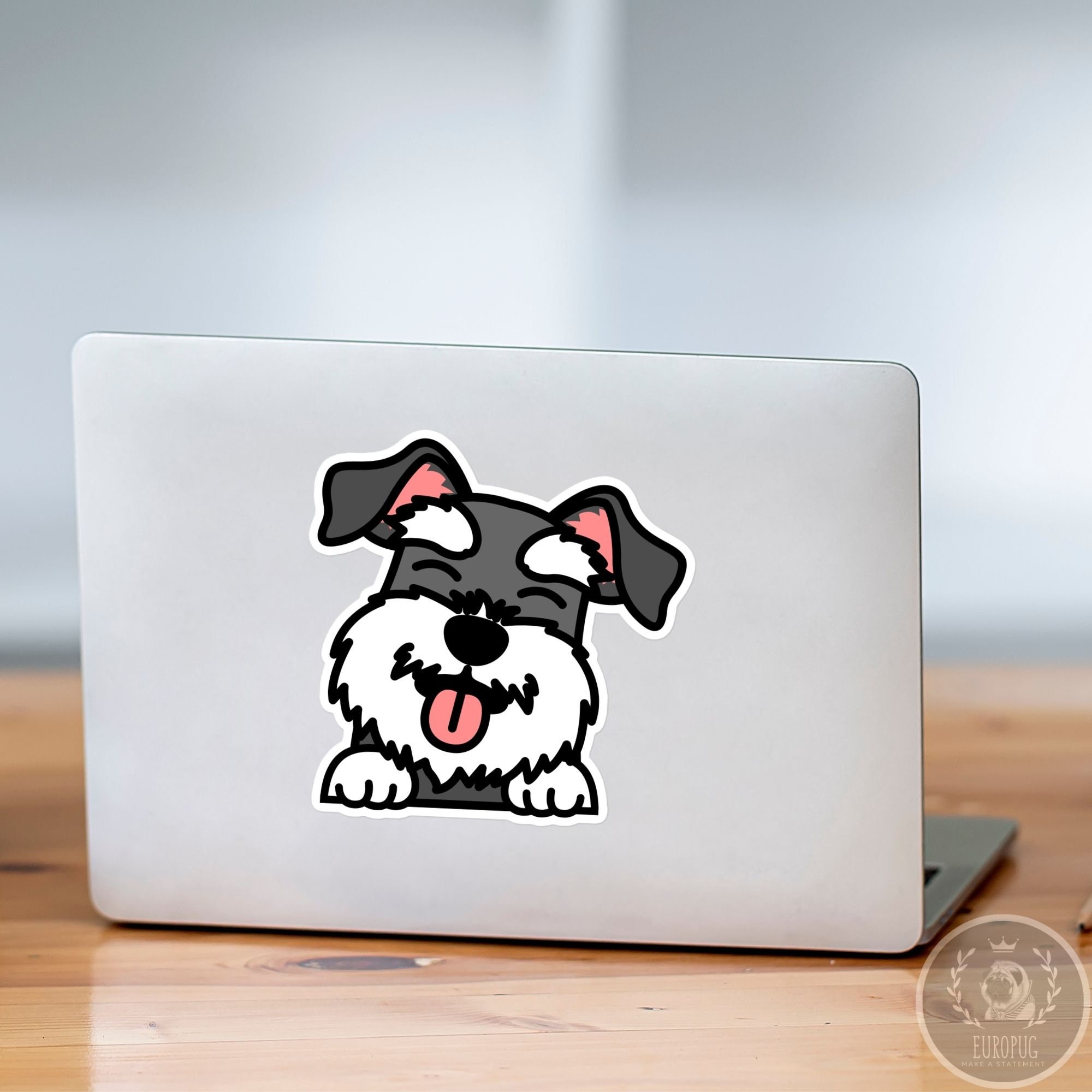 Dark Gray Miniature Schnauzer Car Decal Sticker / Cute Dog Mini ...