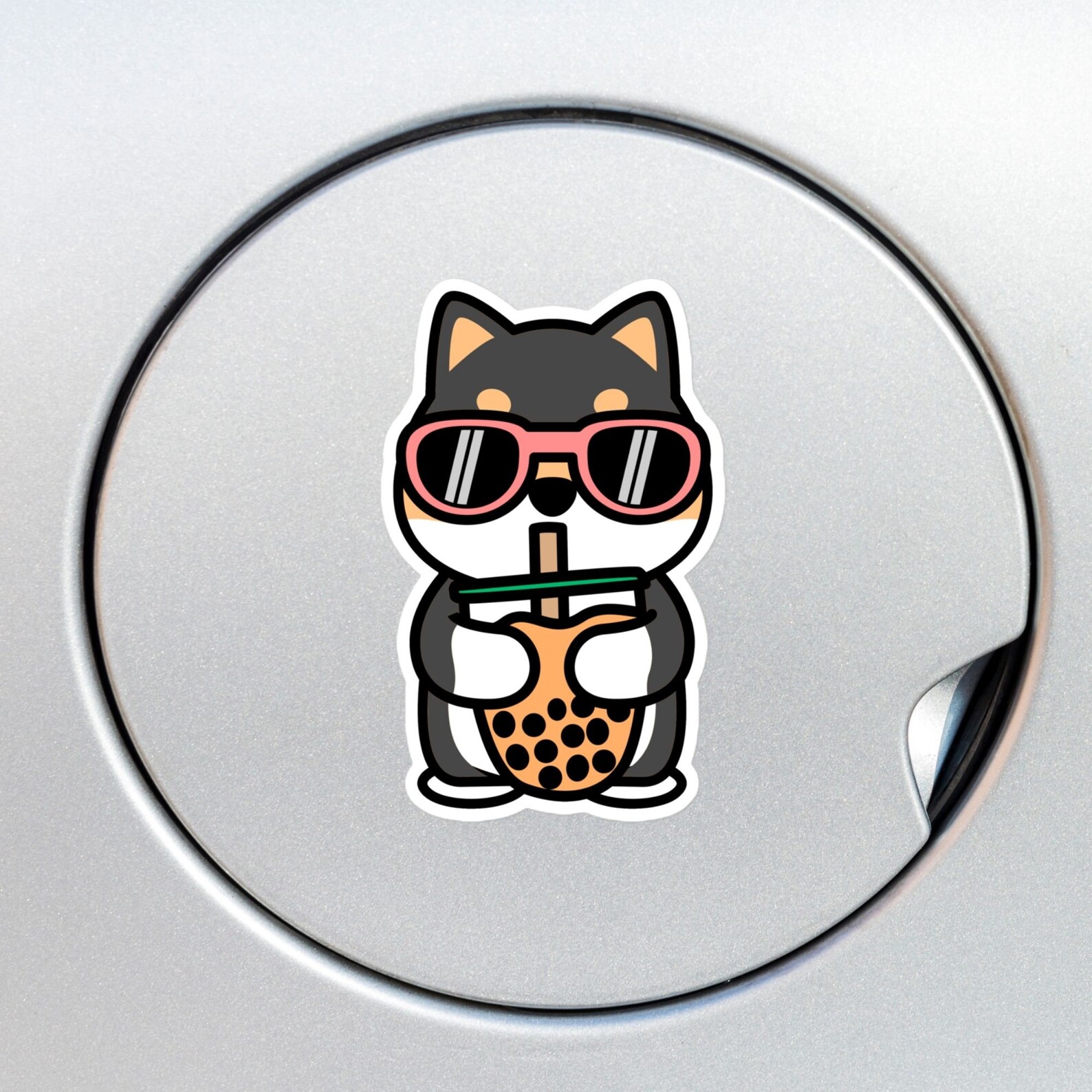 Shiba Inu Boba Car Decal Sticker / Black Shiba Bubble Tea - Etsy