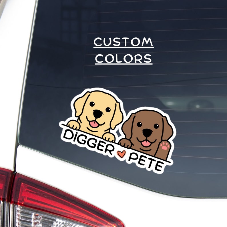 Custom Two Labrador Retriever Car Decal - Personalized Dog Name Sticker ...