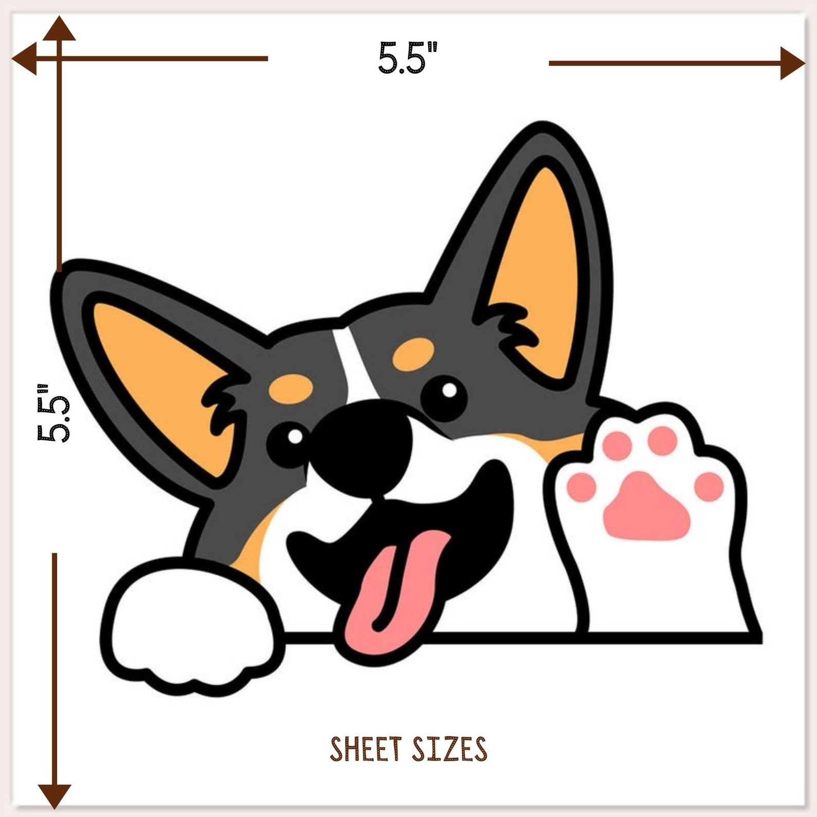 Tricolor Corgi Peek Paw Car Sticker / Vinyl Decal Weather - Etsy