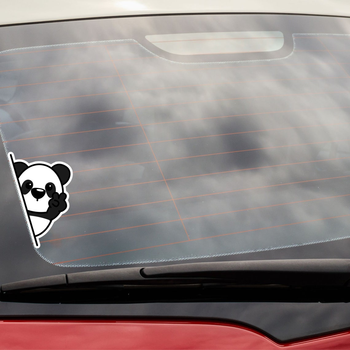 Peeking Panda Bear Car Decal Sticker / Kawaii Funny Panda Showing V ...