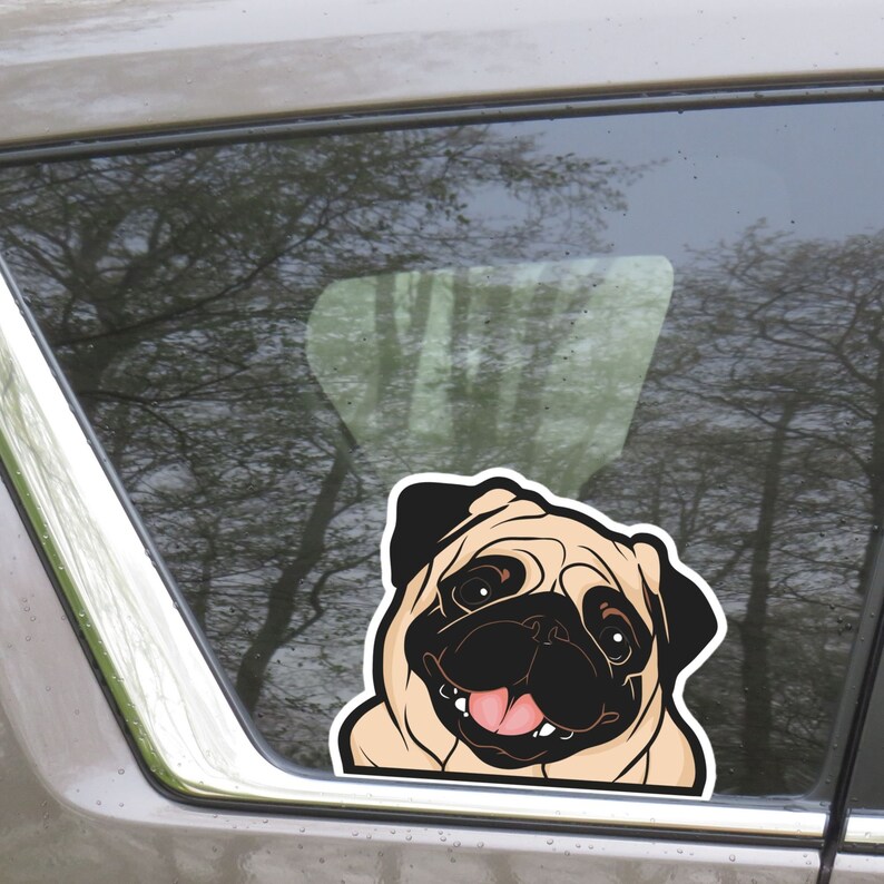 Peek Pug Car Decal / Pug Car Sticker Bumper Window Vinyl - Etsy