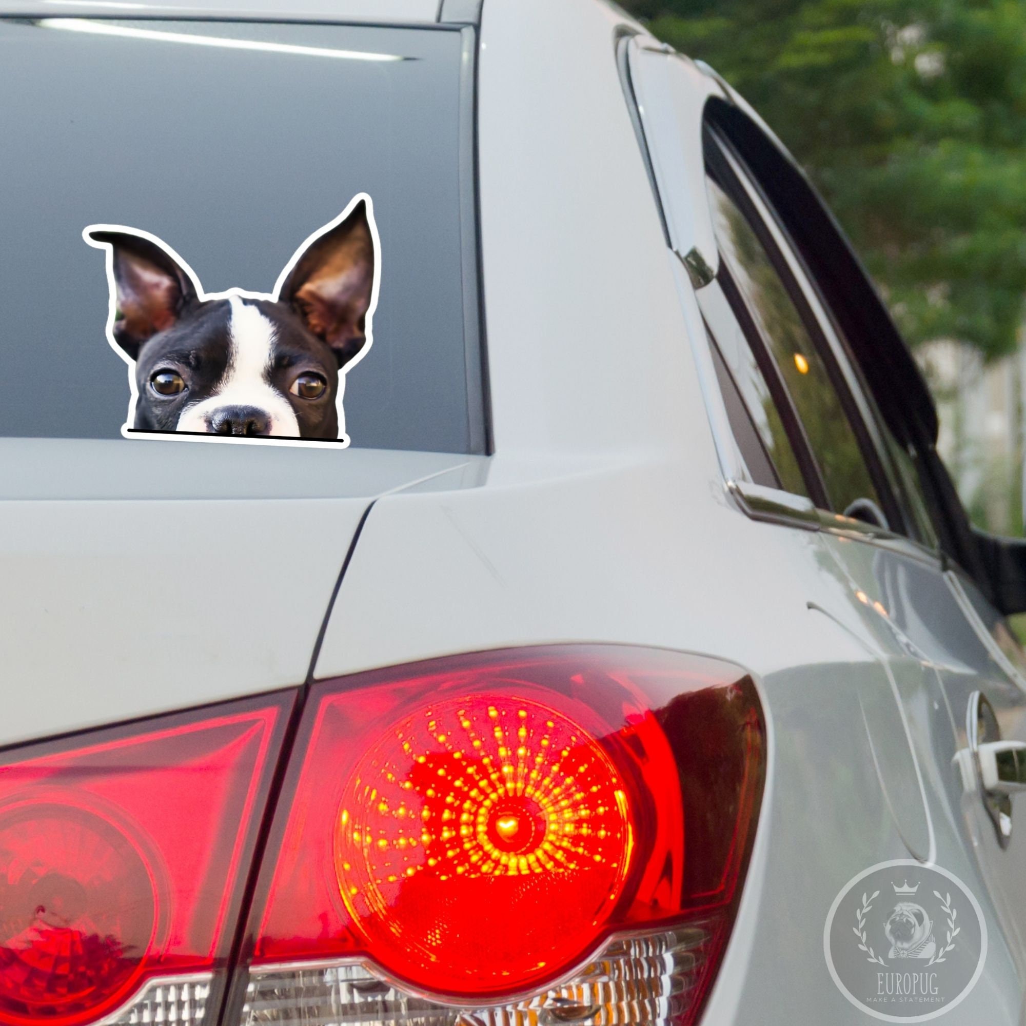 Black&white Boston Terrier Car Decal Sticker / Peeking - Etsy