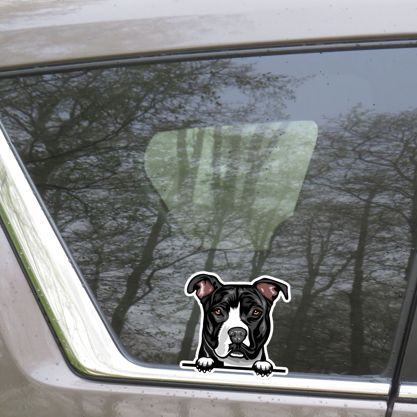Black Brindle Pitbull Car Decal Sticker / Peeking Pittie Dog Vinyl Car ...