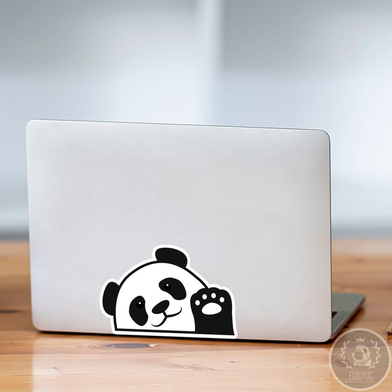 Panda Bear Car Decal Sticker / Black White Kawaii Panda Waving | Etsy