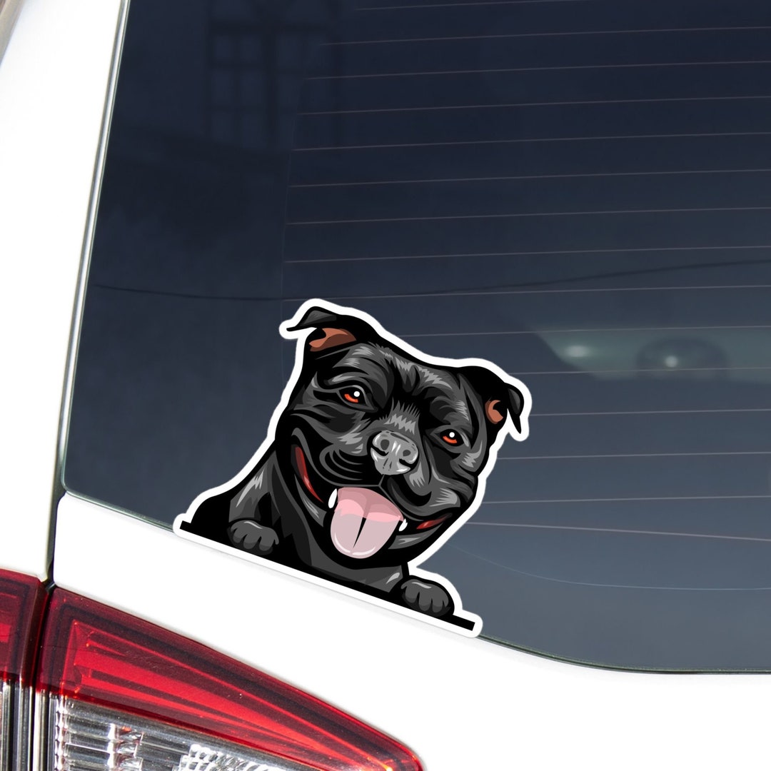 Peeking Staffordshire Bull Terrier Car Decal Sticker / Realistic Staffy ...