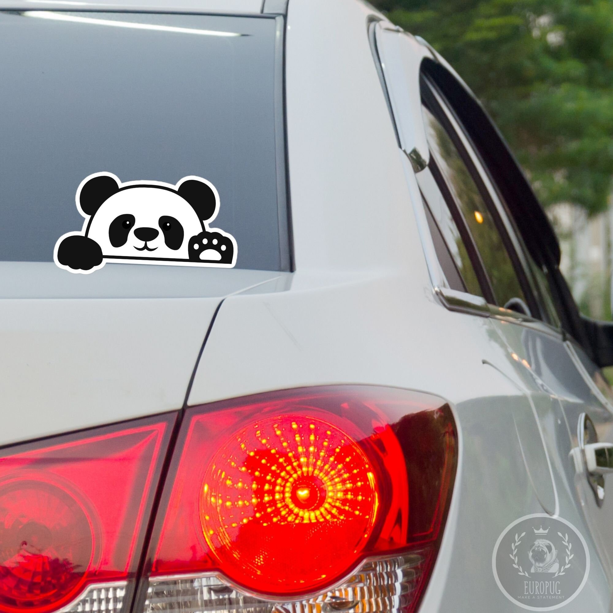 Panda Face Car Decal Sticker / Black White Cute Panda Paws up - Etsy