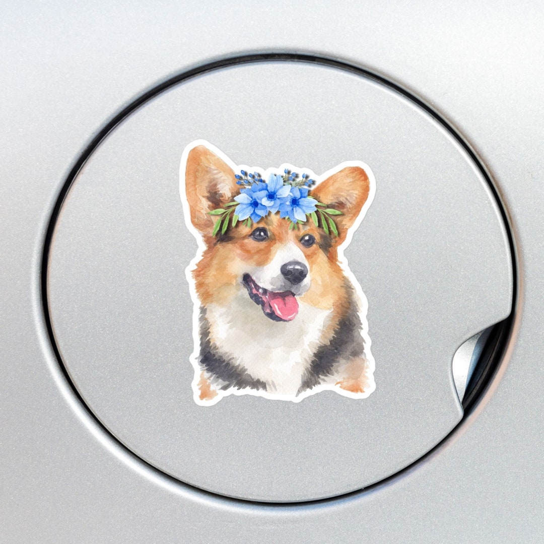 Tricolor Corgi Car Decal Sticker / Corgi Flower Crown / - Etsy