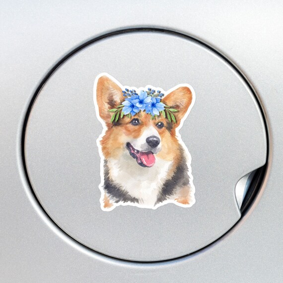 Tricolor Corgi Car Decal Sticker / Corgi Flower Crown / | Etsy