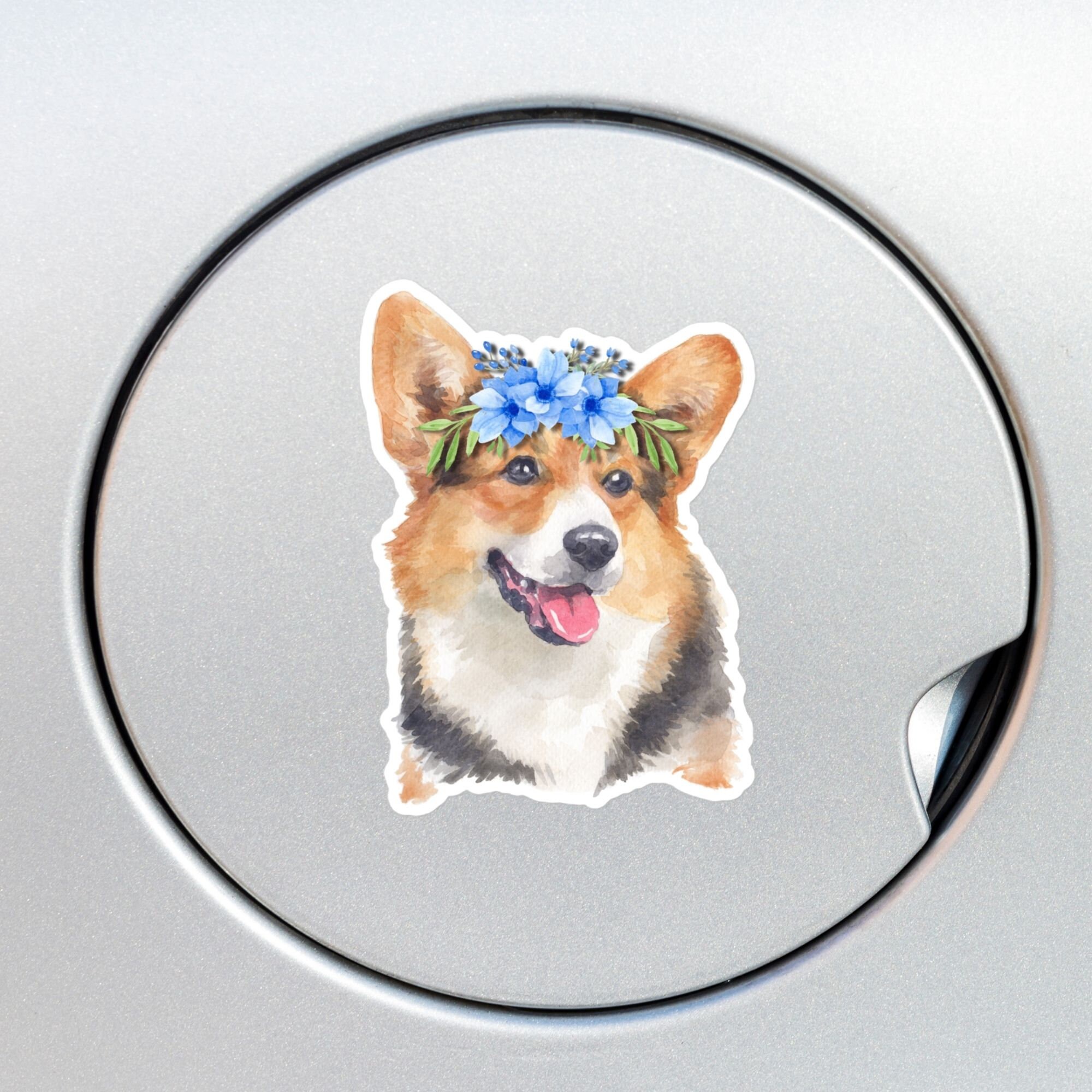 Tricolor Corgi Car Decal Sticker / Corgi Flower Crown / - Etsy