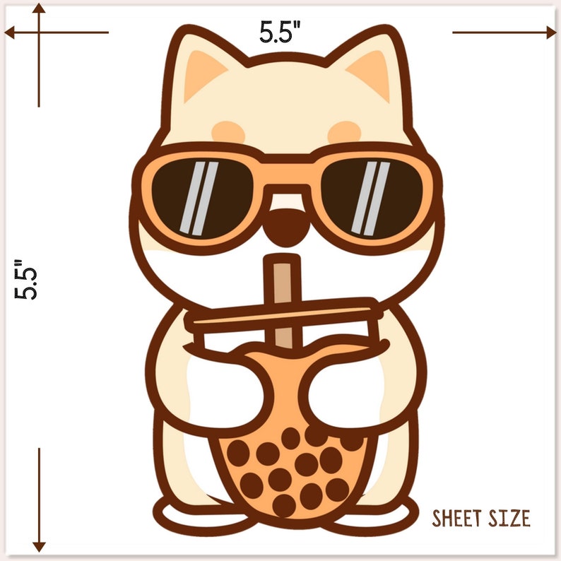 Shiba Inu Boba Car Decal Sticker / Cream Shiba Bubble Tea - Etsy