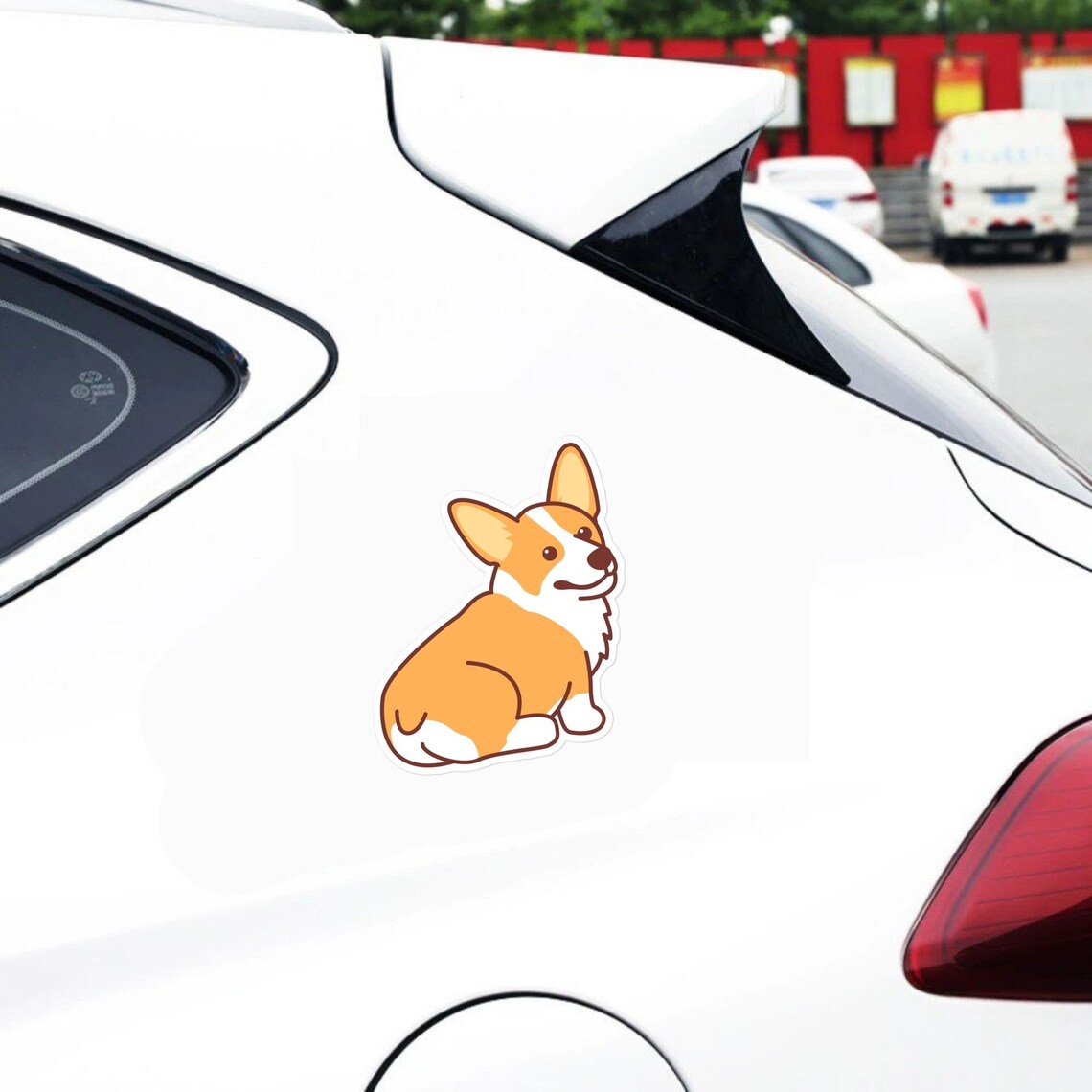 Red&white Corgi Car Decal Sticker / Cute Corgi Sitting / - Etsy