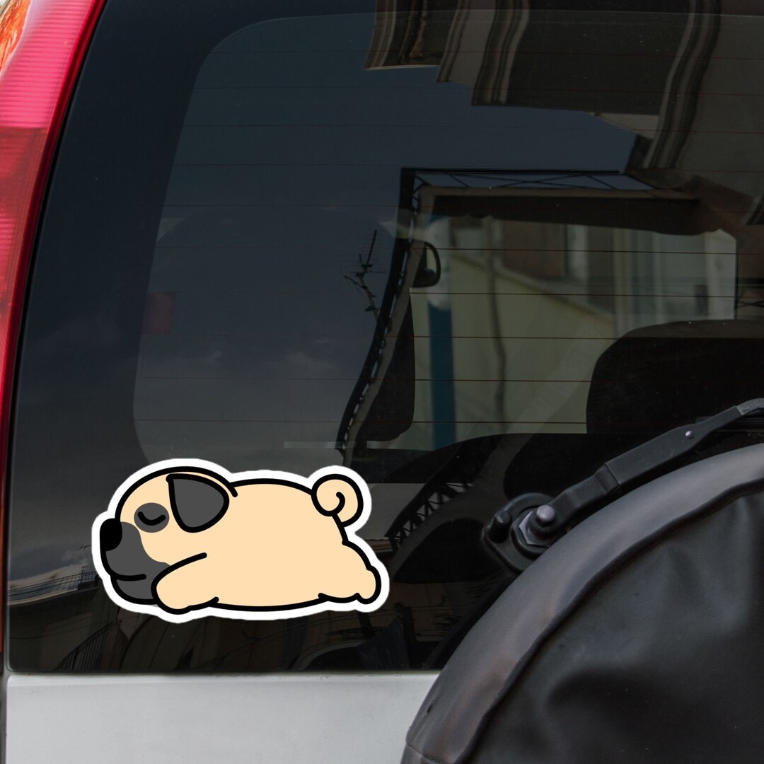 Lazy Pug Car Decal / Pug Car Sticker Bumper Window Vinyl Sticker ...