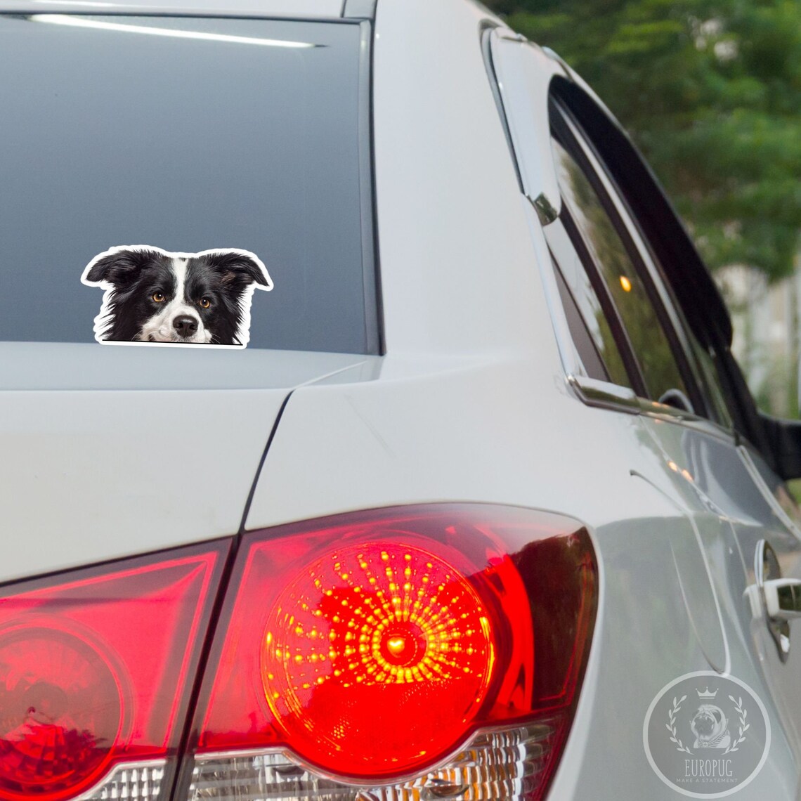 Peeking Border Collie Car Sticker Decal / Realistic Black&white Dog ...