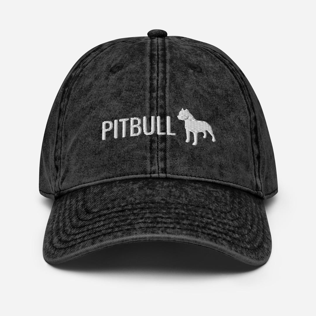 Pitbull Slhouette Dad Hat / Cartoon Pittie Silhouette Vintage Style ...