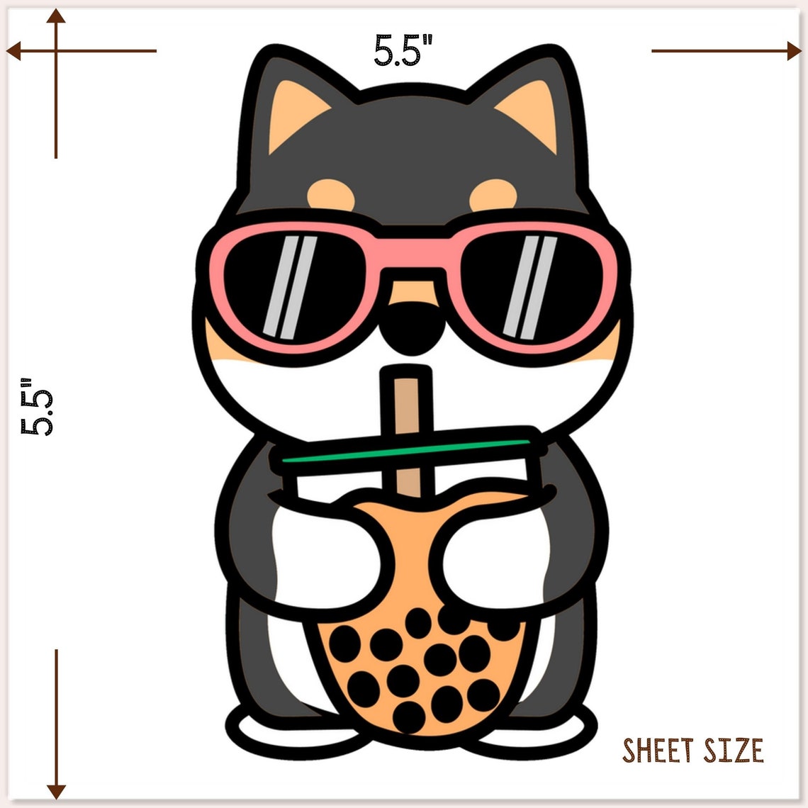 Shiba Inu Boba Car Decal Sticker / Black Shiba Bubble Tea | Etsy