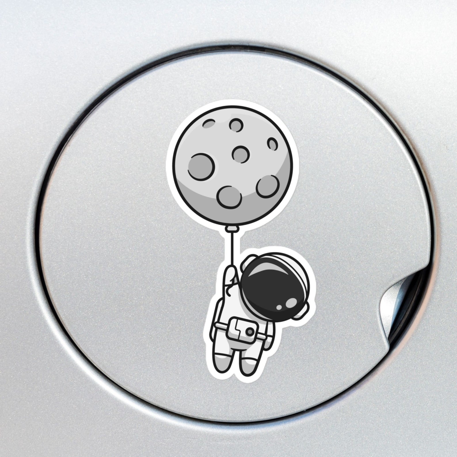 Astronaut Moon Balloon Car Decal - Cartoon Spaceman Waterproof Sticker ...